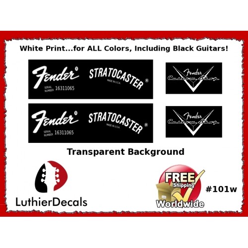 Guitar Decals Restoration Logos - Fender Decal Stratocaster White ...