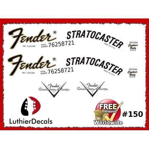 Guitar Decals Restoration Logos - Fender Stratocaster Guitar Decal #150