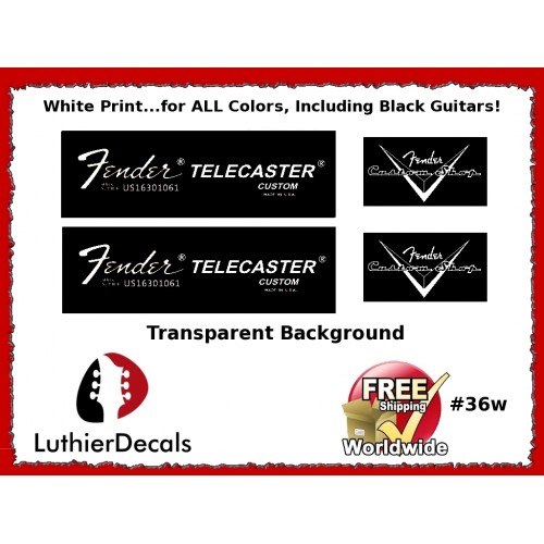 Guitar Decals Restoration Logos - Fender Telecaster Custom Guitar Decal ...