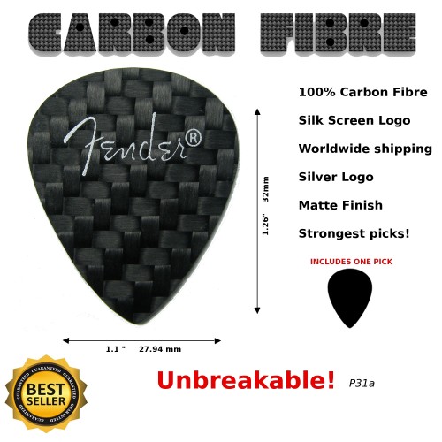 Guitar Decals Restoration Logos - Fender Guitar Pick Carbon Fibre p31a